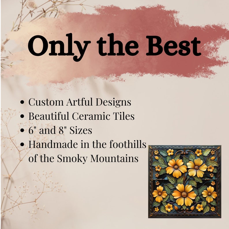 Marigolds Ceramic Art Tile Art Nouveau Deco Wall Decor Coffee Table ...