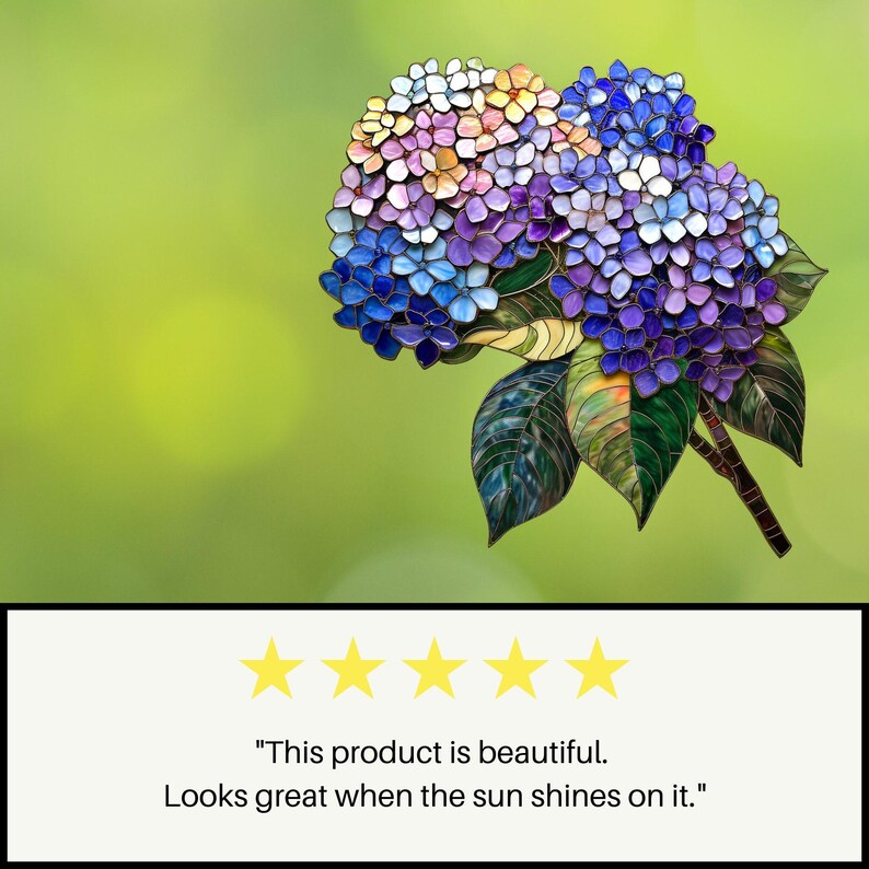 Hydrangea Stained Glass Window Cling Beautiful Flower Window Artwork ...