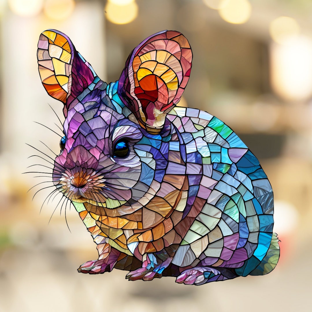 Chinchilla Stained Glass Window Cling Window Sticker Decal - No ...