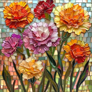 Carnation January Ceramic Wall Art Decorative Tile Unique Home Decor ...