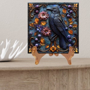 Raven Art Deco Ceramic Art Tile Decorative Glossy Tile for Bookshelf ...