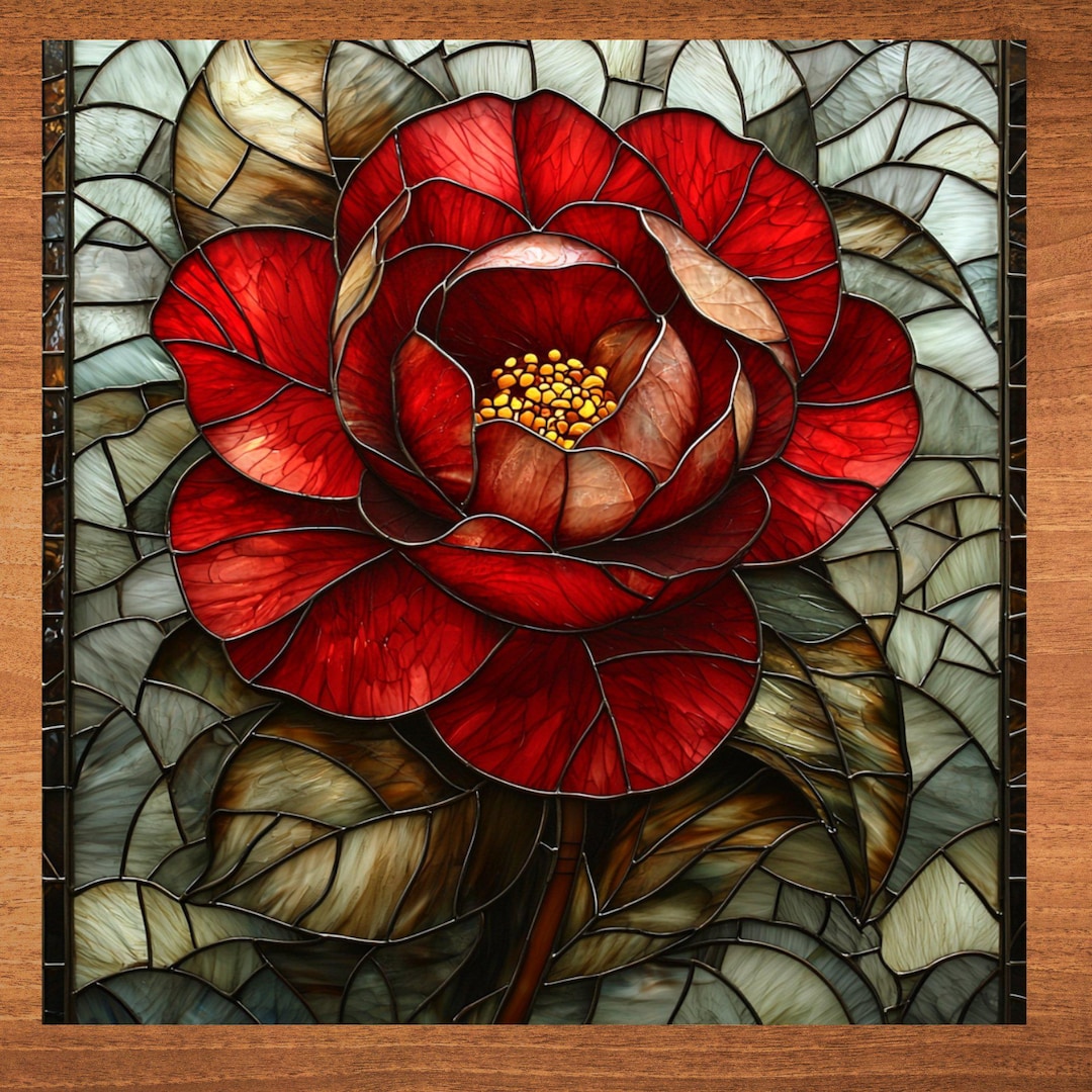 Middlemist Red Camellia Ceramic Tile Art Book Nook Bookshelf Coffee ...