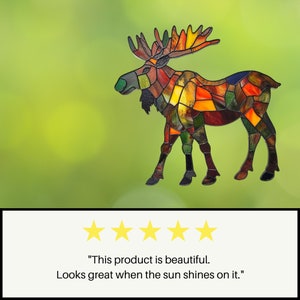 Moose Stained Glass Window Cling Window Sticker Decal Film With Vibrant ...