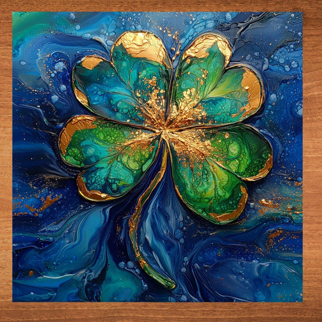 Four Leaf Clover Art Ceramic Art Tile Artful Bookshelf Book Nook Wall ...