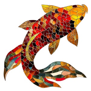 Koi Carp Stained Glass Window Cling Window Sticker Decal - No Adhesive ...