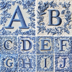 B Letter Monogram Ceramic Art Tile Grandmillennial Style Decor Home Art ...