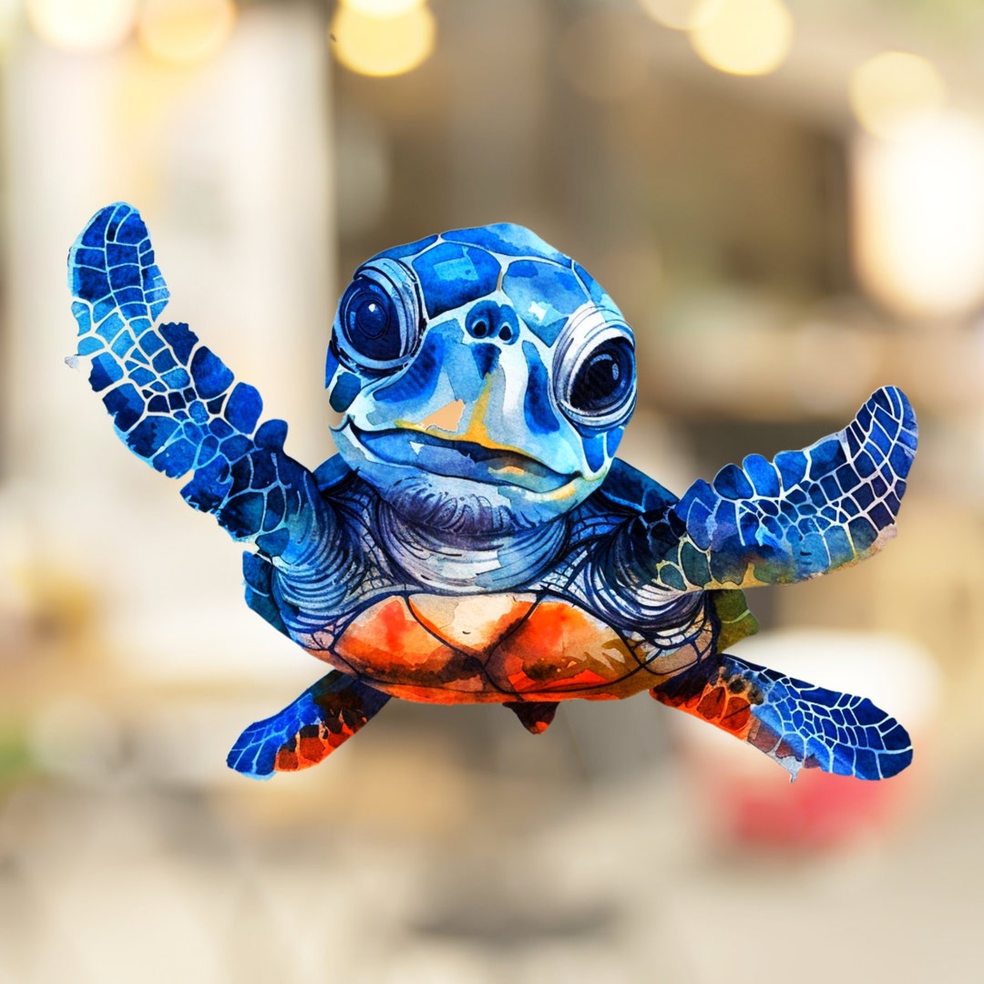 Watercolor Baby Sea Turtle Window Decal Sticker Vinyl Window Cling ...
