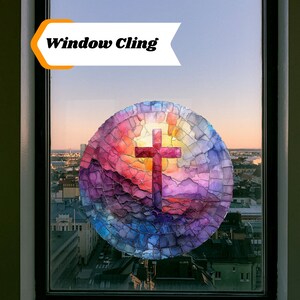 Resurrection Day Cross Easter Stained Glass Window Cling Resurrection ...