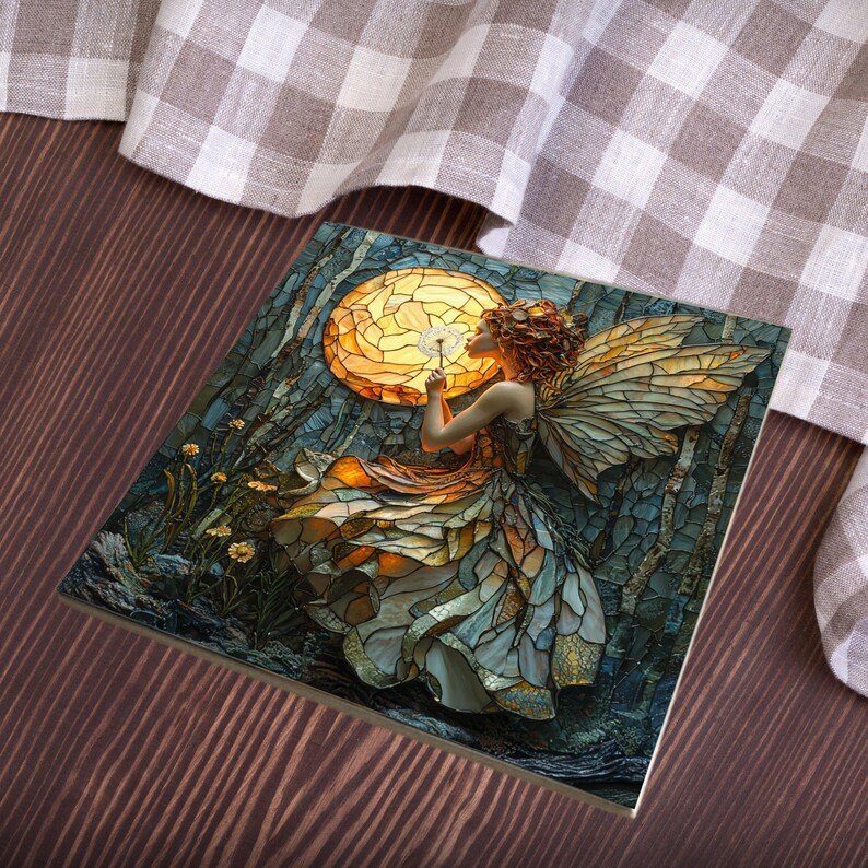 Fairy Dandelion Moonlight Ceramic Art Tile Decor for Kitchen Bedroom ...