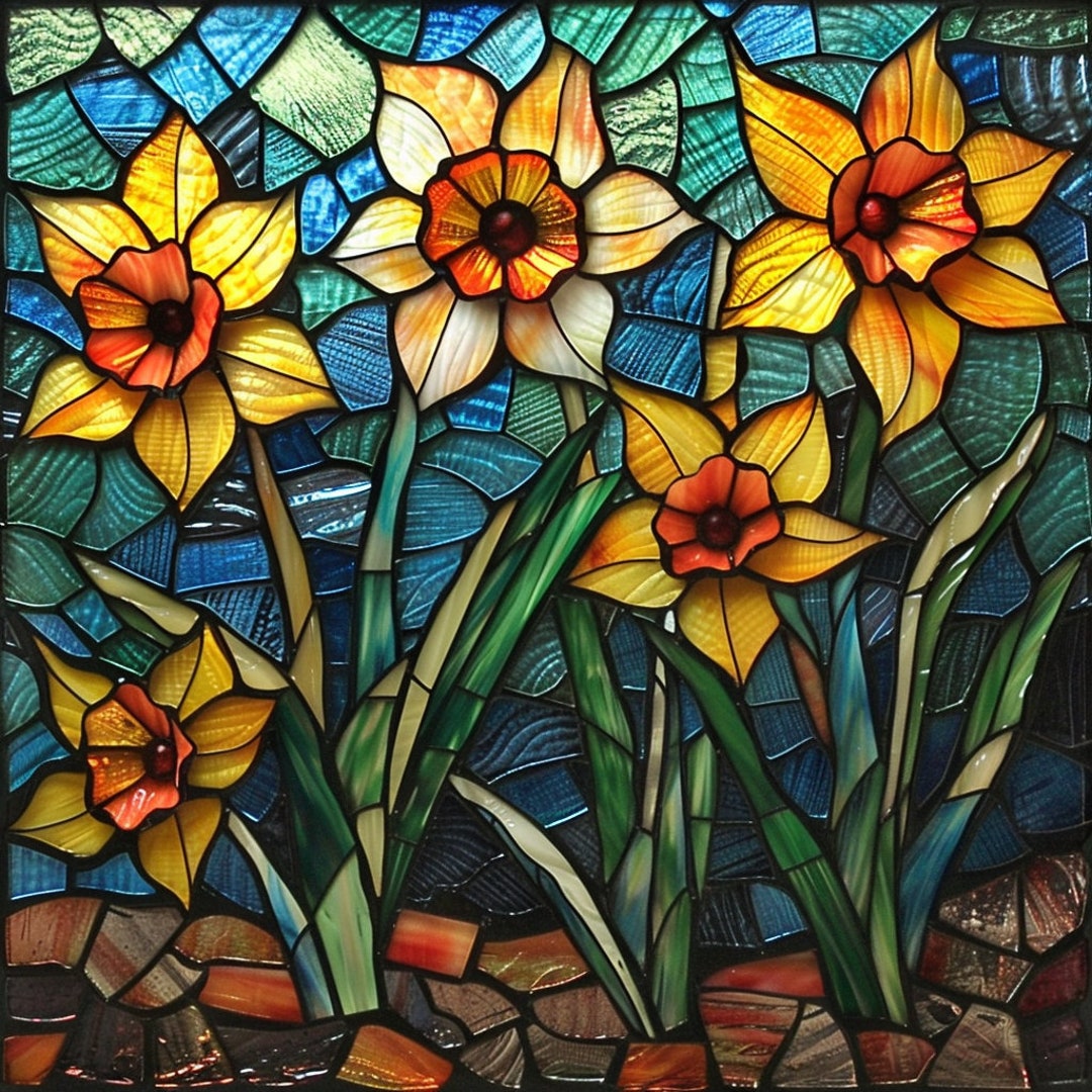 Daffodil March Ceramic Tile Wall Art Decorative Tile Unique Home Decor ...