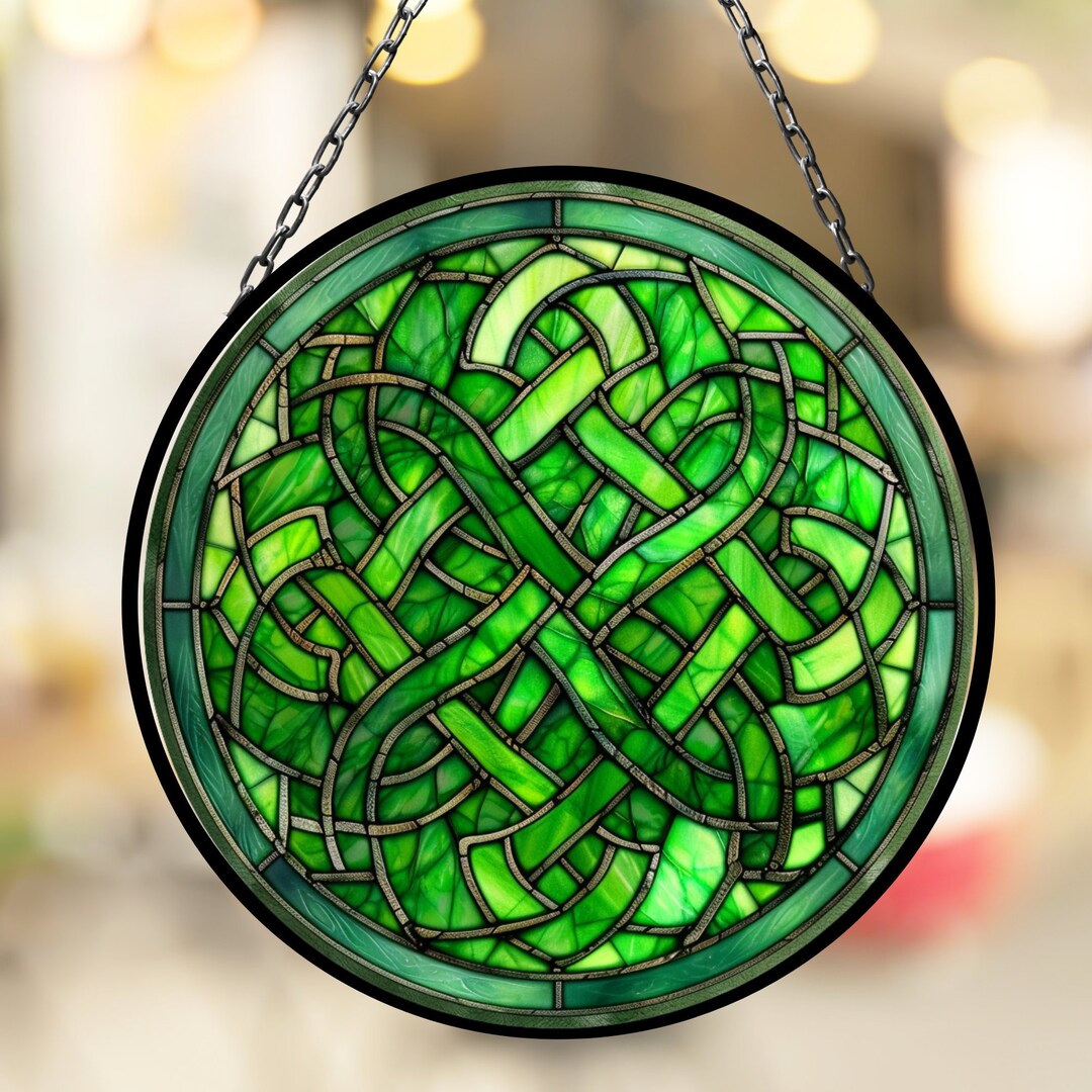 Green Celtic Pattern Suncatcher Window Decor Artful Gift for Mothers ...