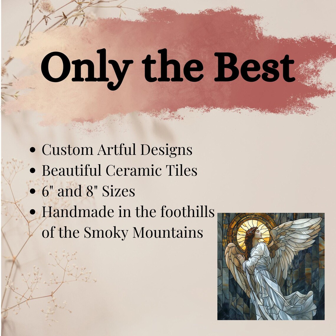 Angel Ceramic Wall Art Decorative Tile Unique Home Decor Stained Glass ...