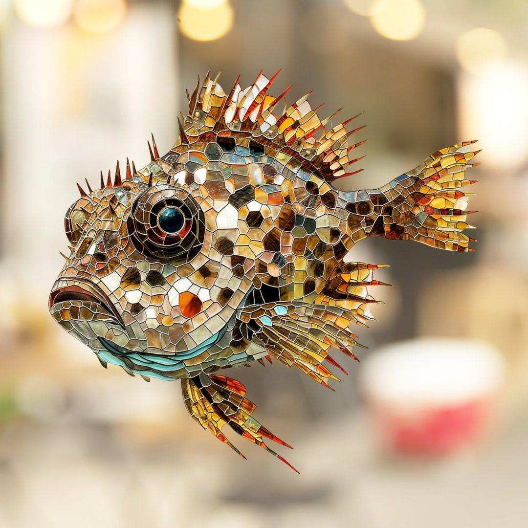 Pufferfish Stained Glass Window Cling Window Sticker Decal - No ...