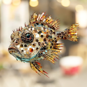 Pufferfish Stained Glass Window Cling Window Sticker Decal - No ...