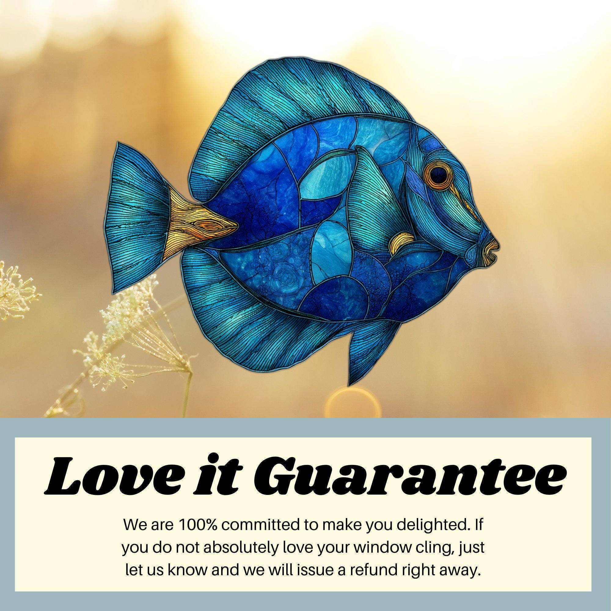 Regal Blue Tang Window Cling Stained Glass Look Decal Sticker Window ...
