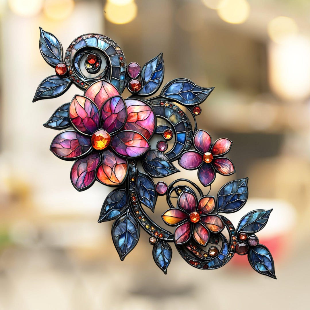 Pink Floral Corner Window Cling Sticker Pink Halloween Decor Coquette ...