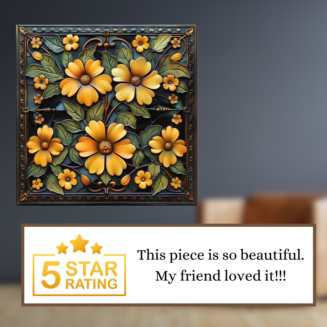 Marigolds Ceramic Art Tile Art Nouveau Deco Wall Decor Coffee Table ...