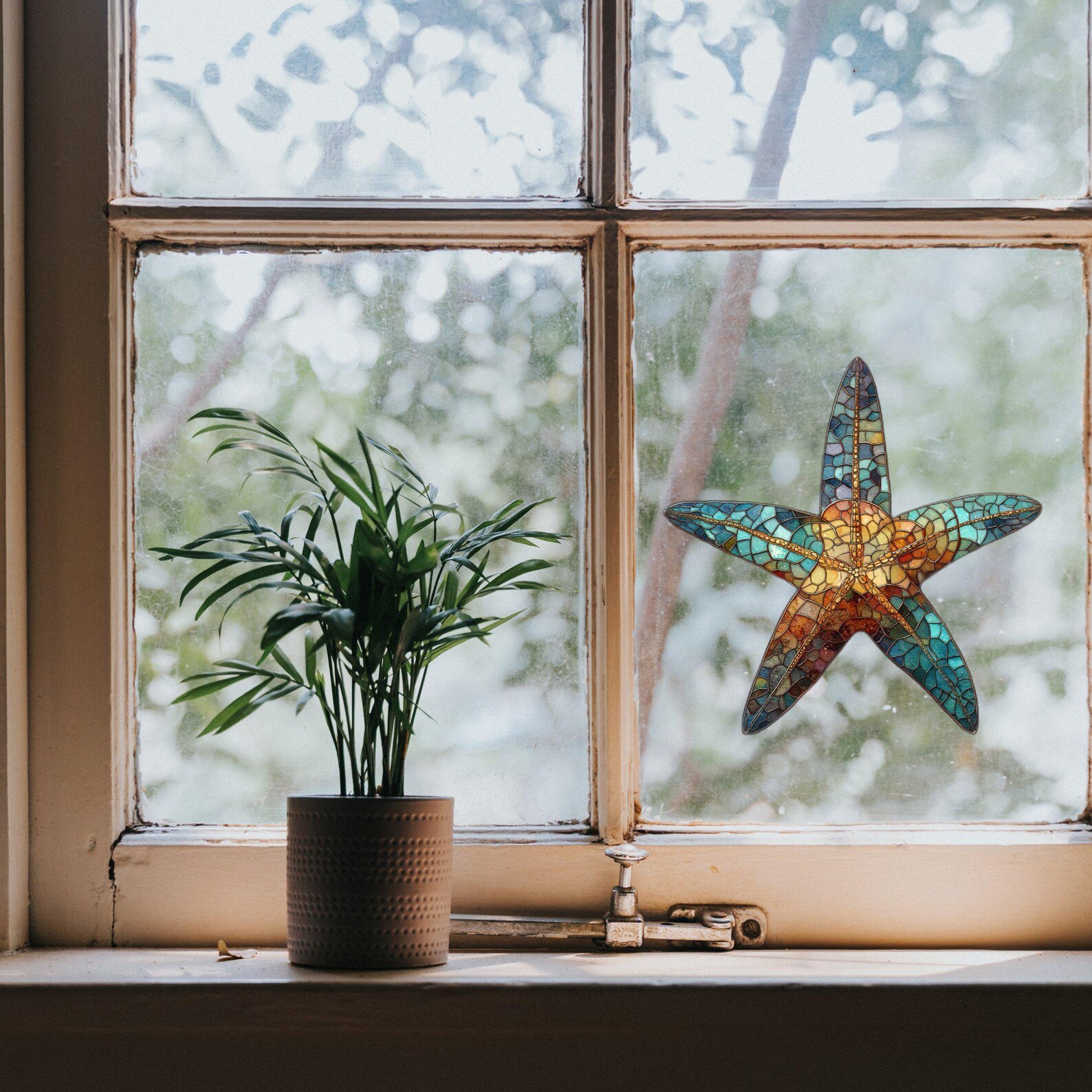 Common Starfish Window Cling Stained Glass Look Decal Sticker Window ...