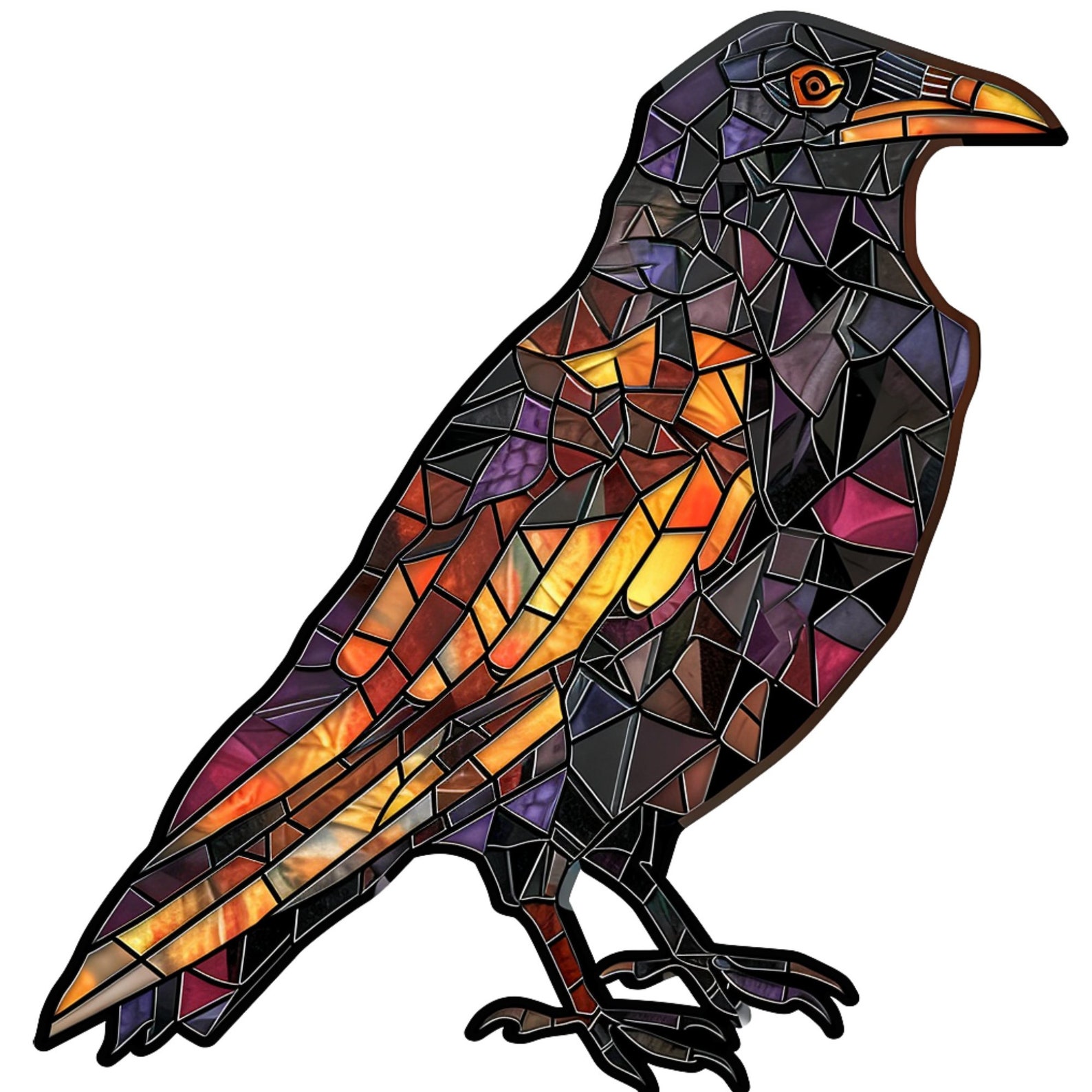 Raven Stained Glass Window Cling Decal Sticker Vinyl Window Film Artful ...