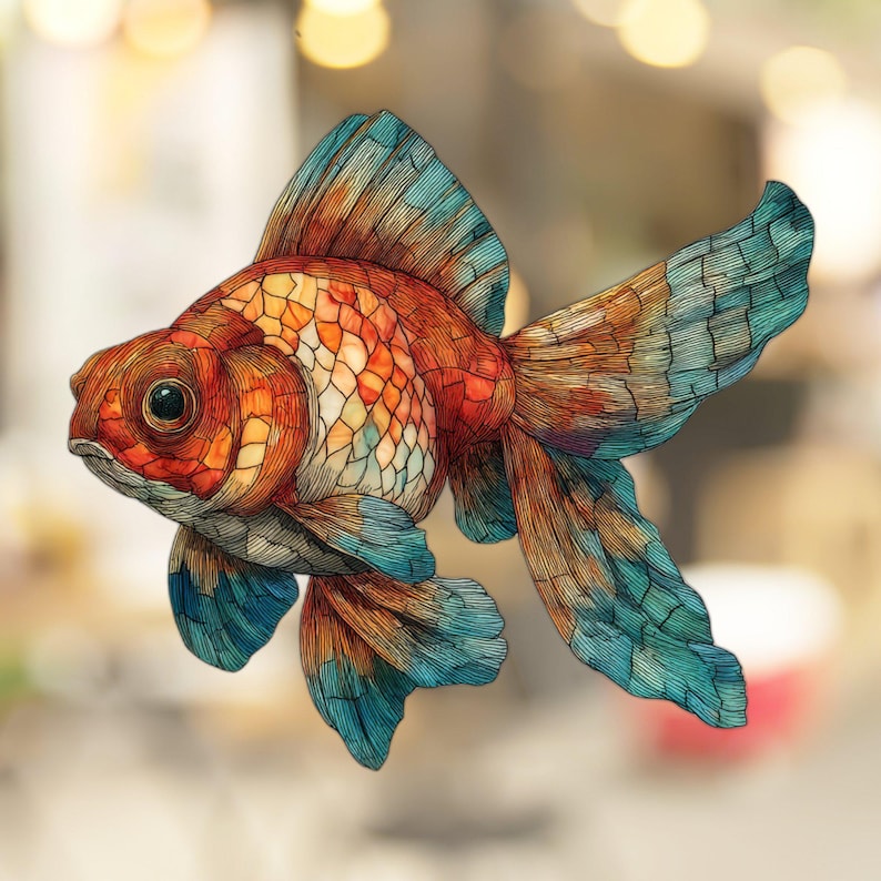 Goldfish Common Window Cling Stained Glass Look Decal Sticker Window ...