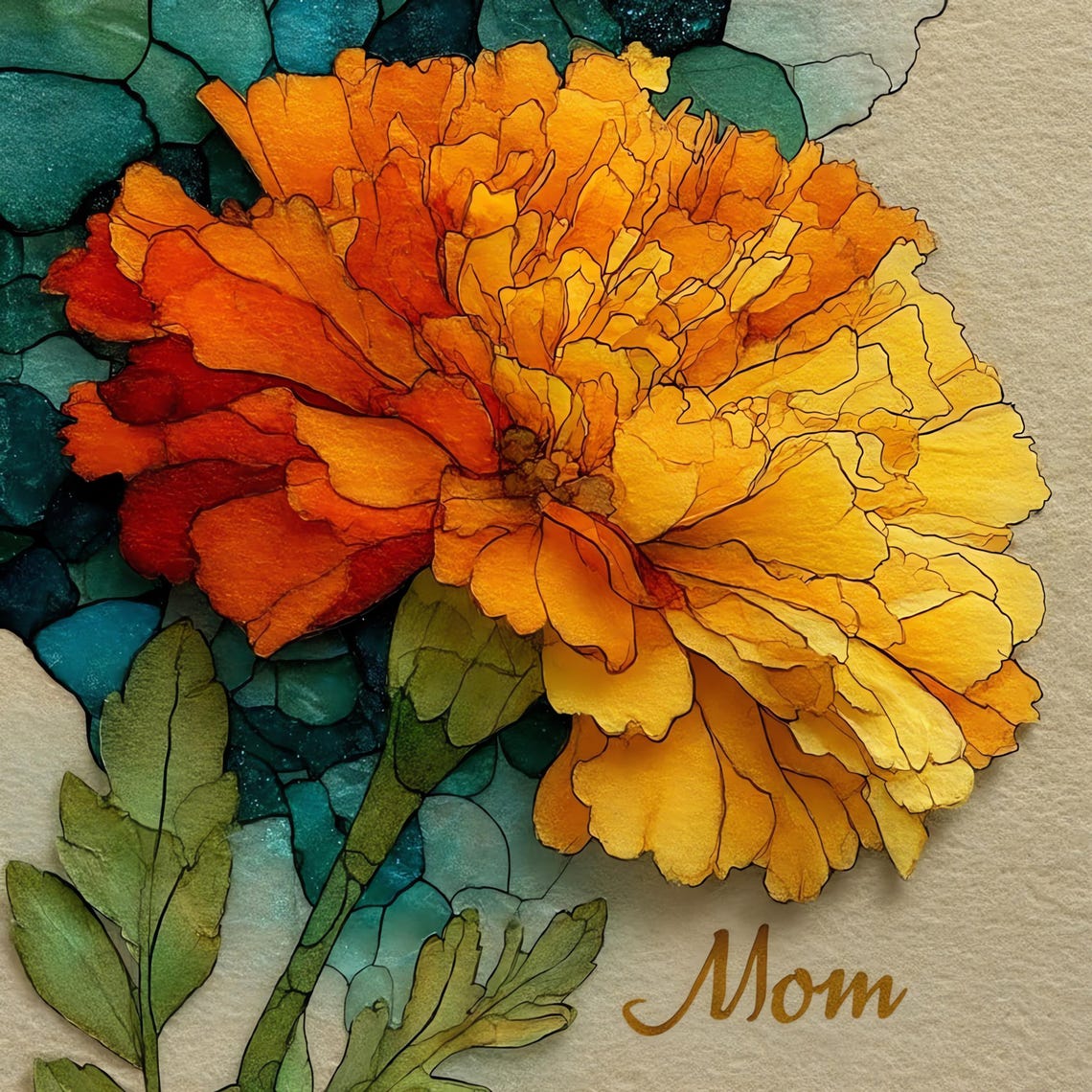 Mom October Marigold Ceramic Art Tile Customized With Birth Month ...