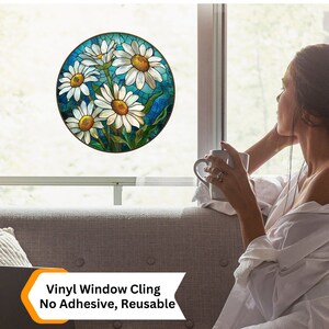 Daisy April Lovely Birth Month Flower Stained Glass Window Cling Decor ...