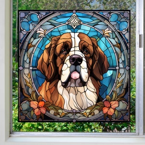 Saint Bernard Stained Glass Window Cling St. Bernard Lover Window Film ...