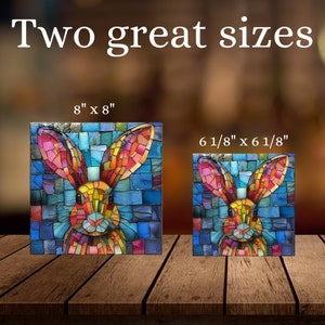 Rabbit Stained Glass Look Art on Glossy Ceramic Decorative Tile Tileful ...