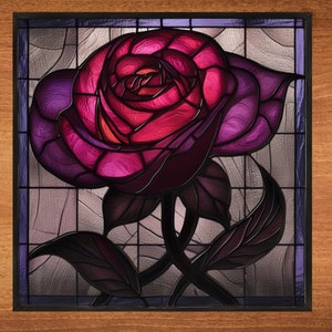 Rose Ceramic Wall Art Decorative Tile Unique Home Decor Stained Glass ...