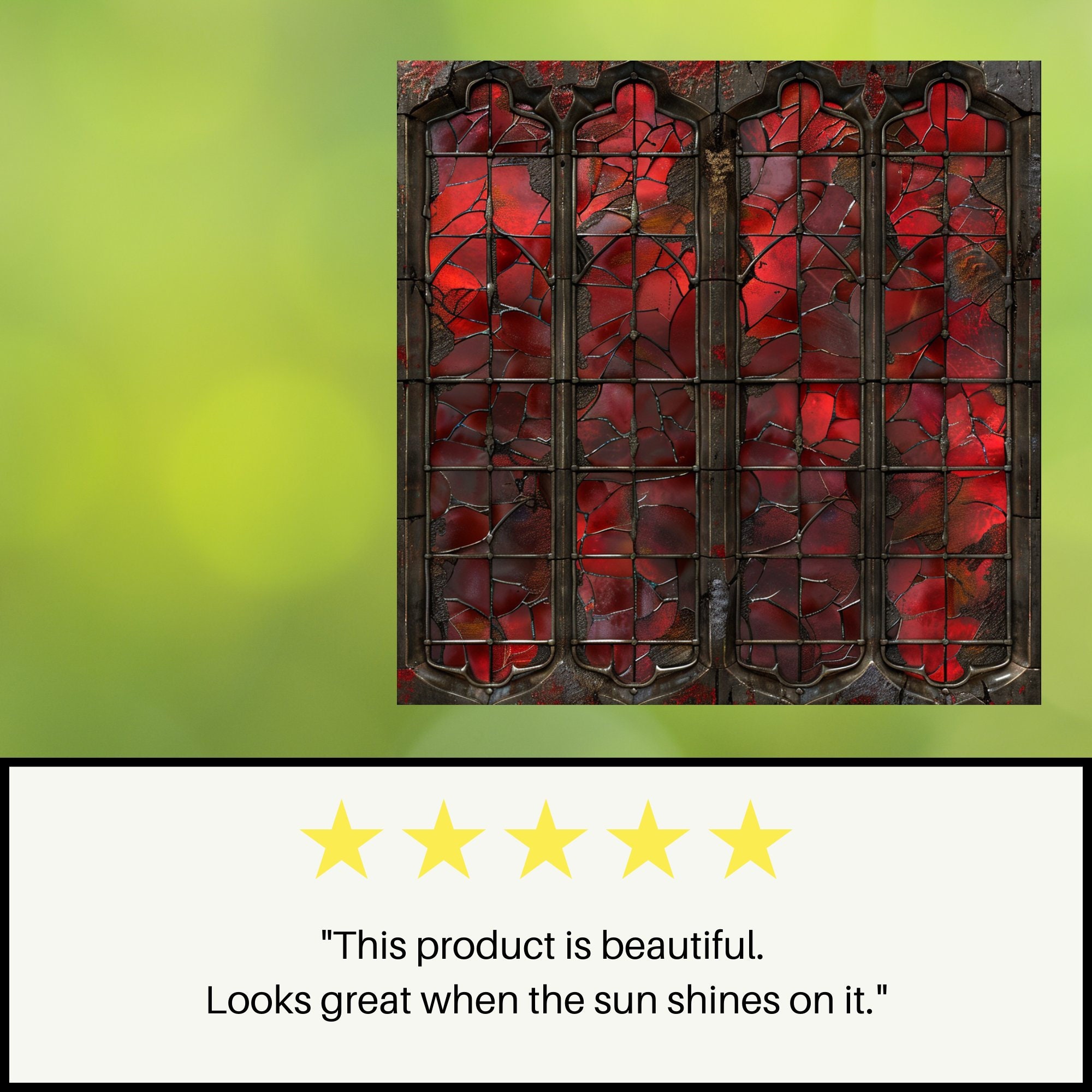 Firebrick Stained Glass Window Cling Gothic Decor Sticker Decal Window ...