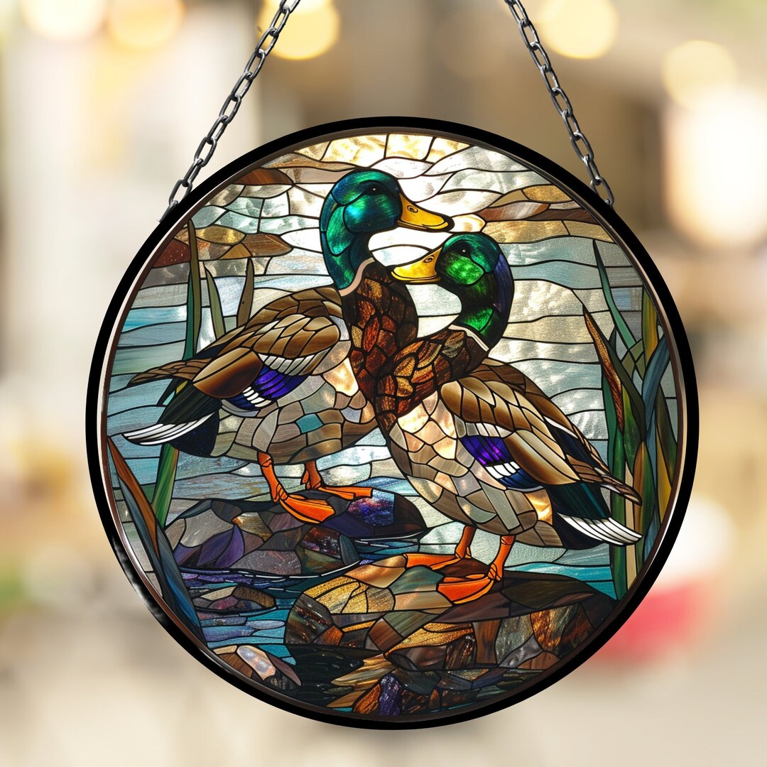Mallard Ducks Suncatcher for Window Decor Gift for Mothers Day Birthday ...