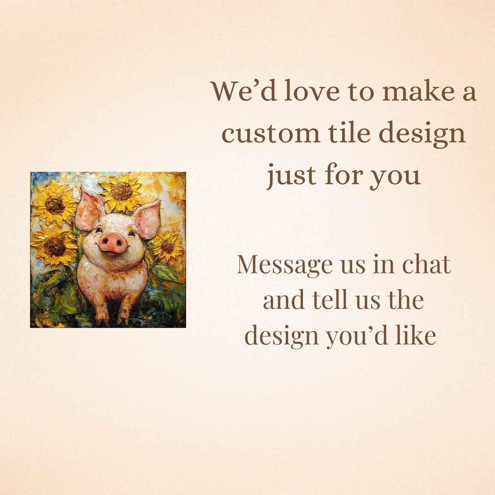 Pig in Sunflower Field Decorative Tile Ceramic Art Tile Wall Decor ...