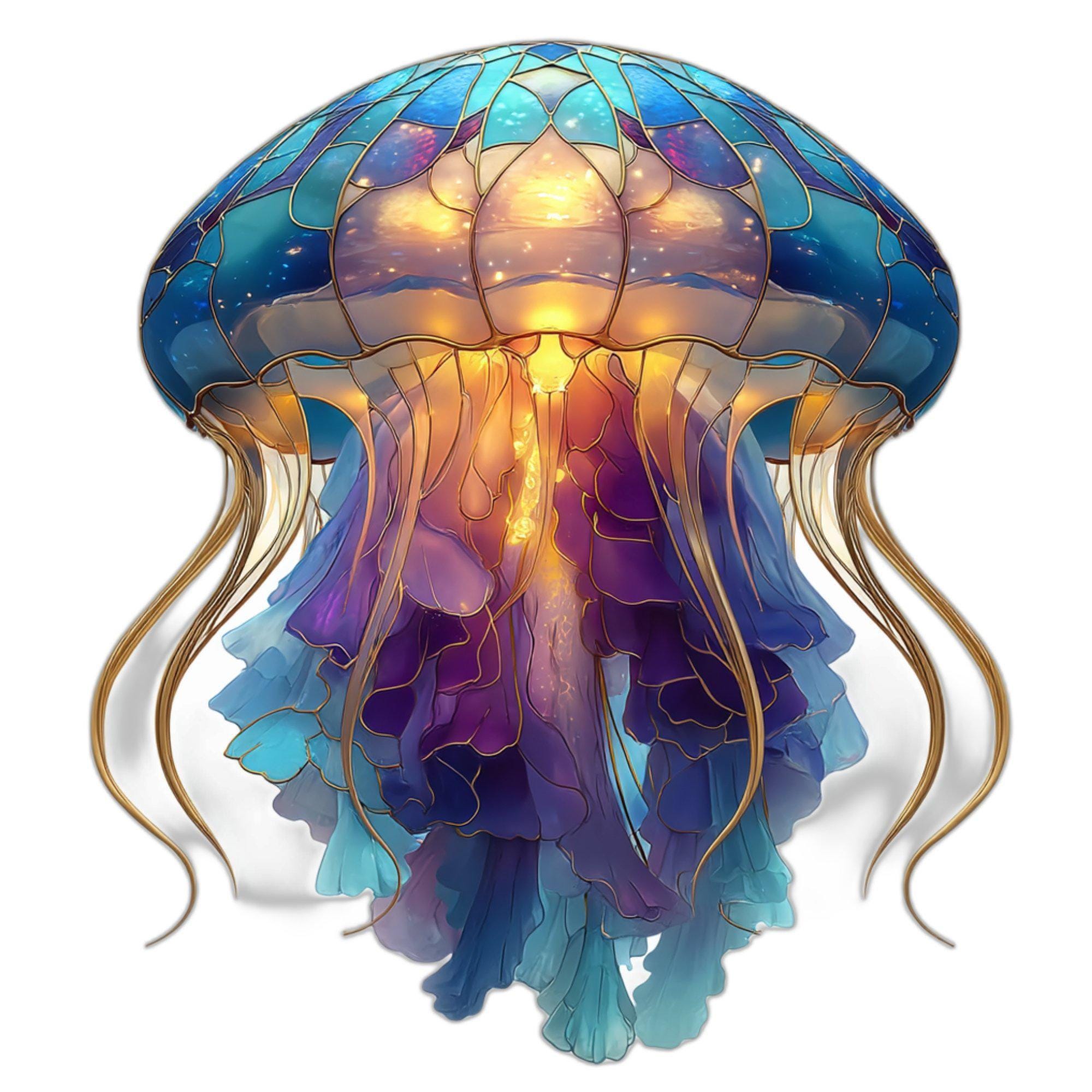 Stained Glass Portuguese Man O War Window Cling Stained Glass Look ...