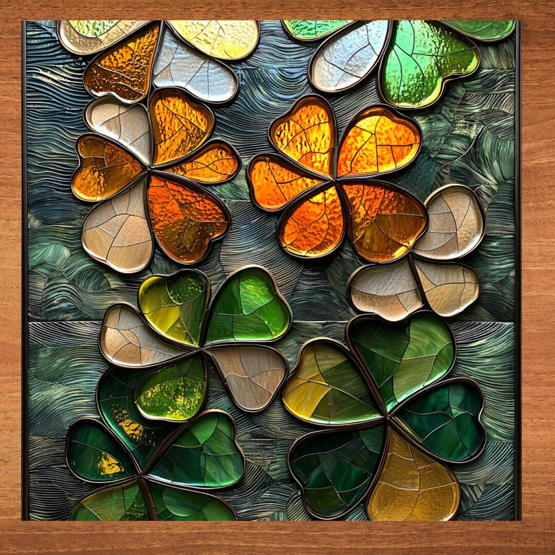 Geometric Shamrocks Ceramic Art Tile Artful Bookshelf Book Nook Wall ...