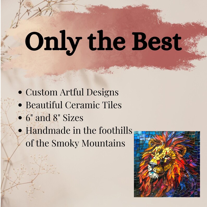 Lion Stained Glass Look Art on Glossy Ceramic Decorative Tile Tileful ...