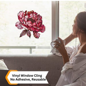 Peony Stained Glass Window Cling Beautiful Flower Window Artwork Window ...