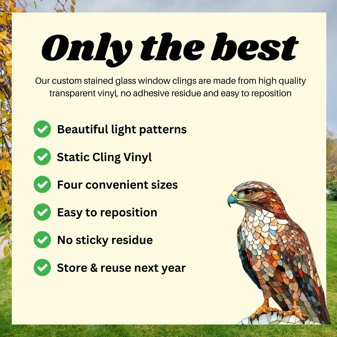 Coopers Hawk Window Cling Sticker Decal Window Film Gift for Bird ...