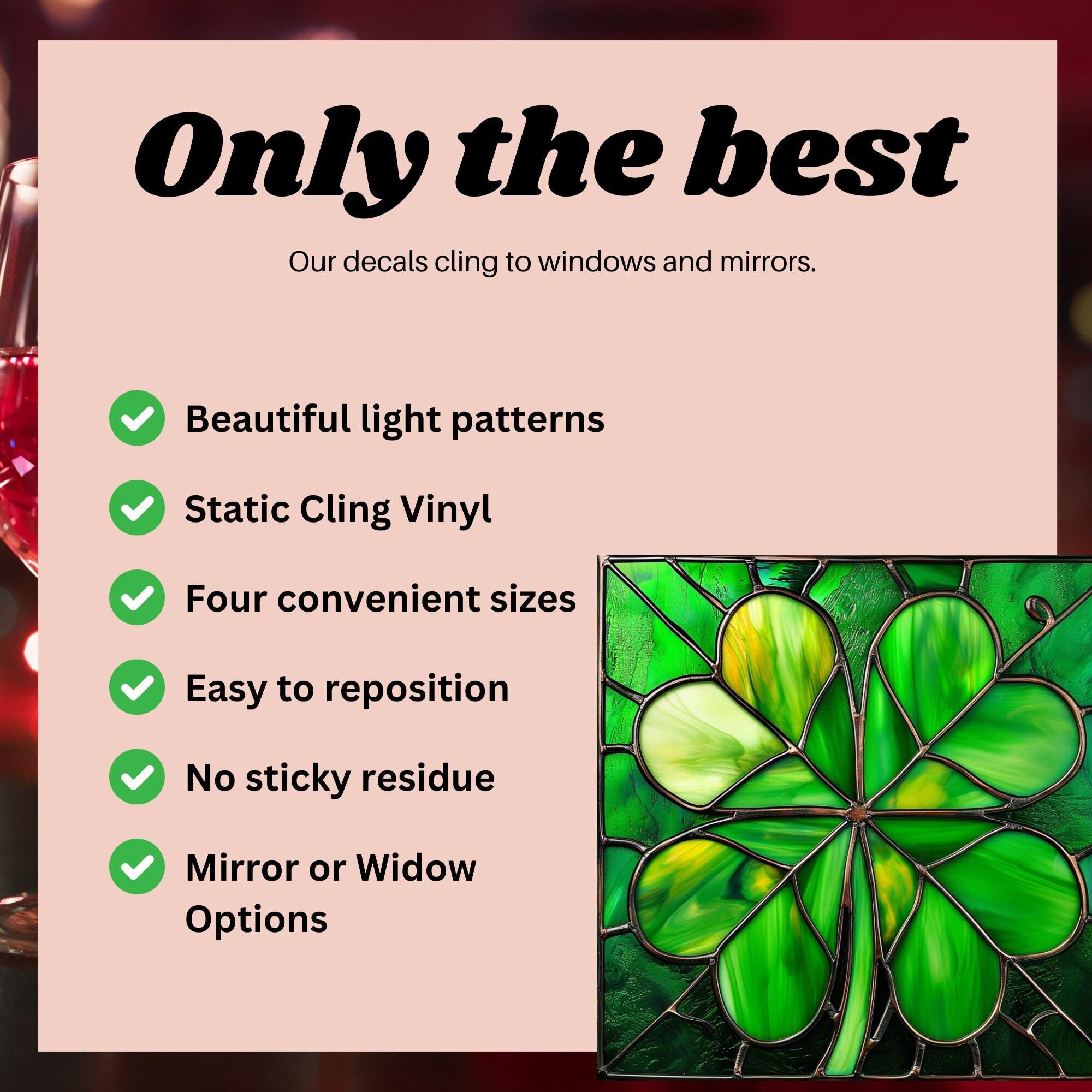 Four-leaf Clover Pattern Stained Glass Window Cling to Celebrate Saint ...