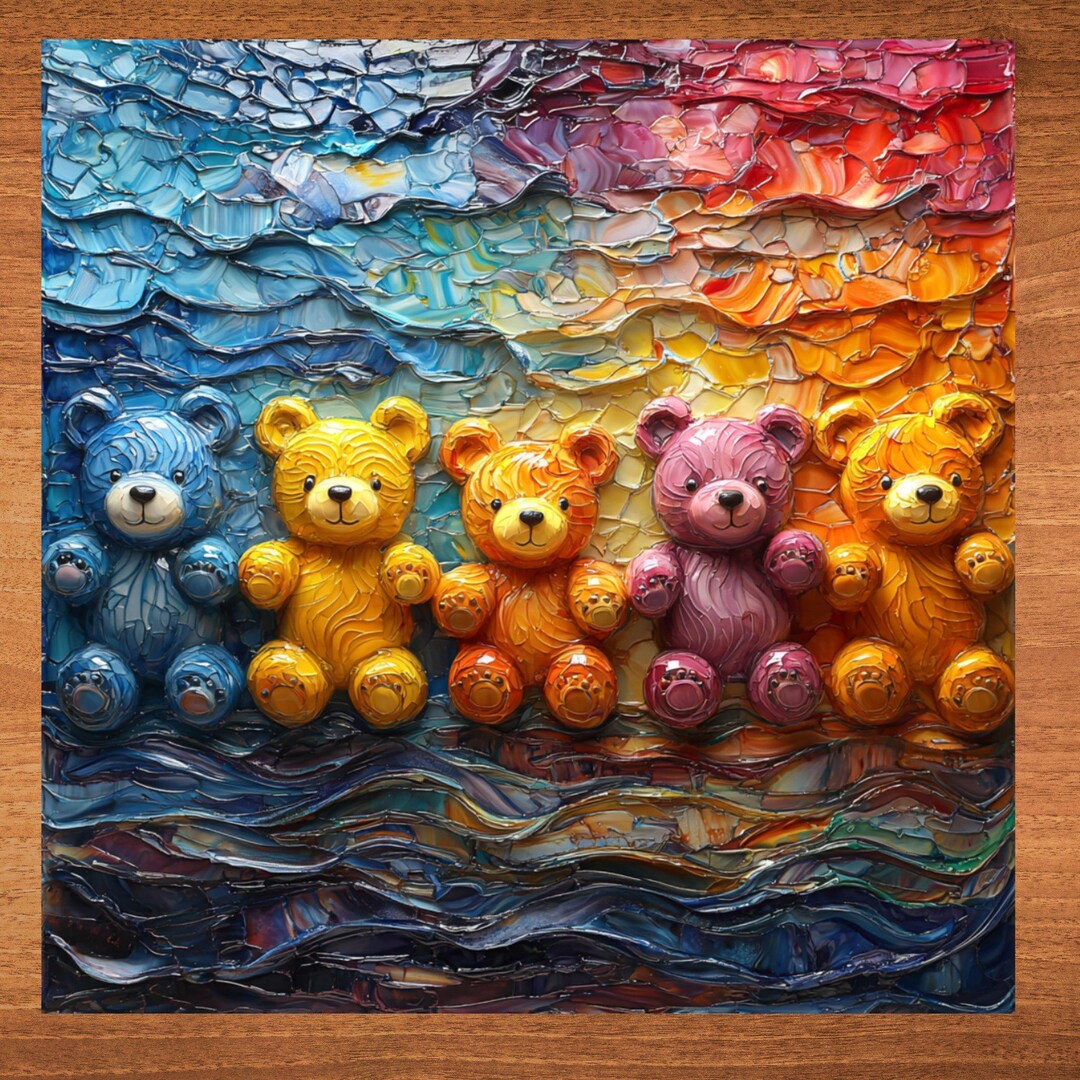 Row of Teddy Bears Decorative Tile Ceramic Art Tile Wall Decor ...
