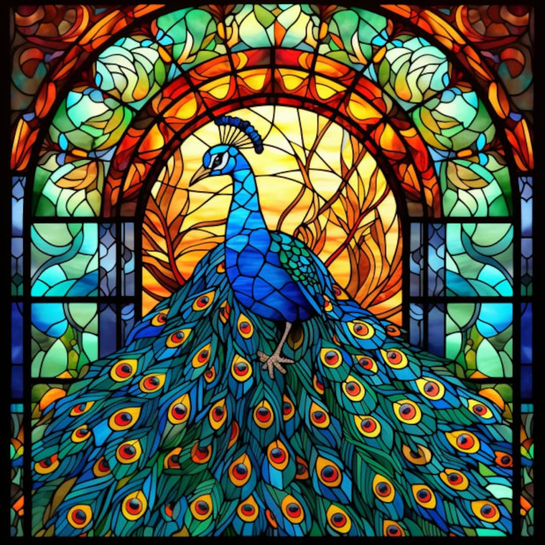 Peacock Stained Glass Window Cling - Etsy