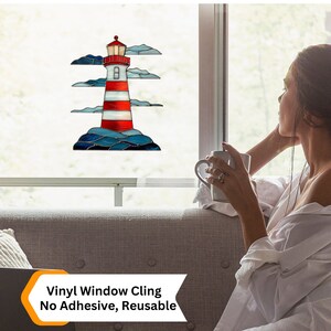 Lighthouse Stained Glass Window Cling Decal Sticker Window Film ...