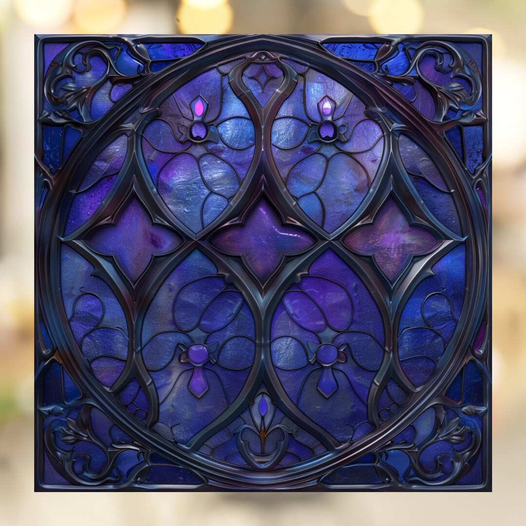 Blueberry Night Stained Glass Window Cling Gothic Decor Sticker Decal ...