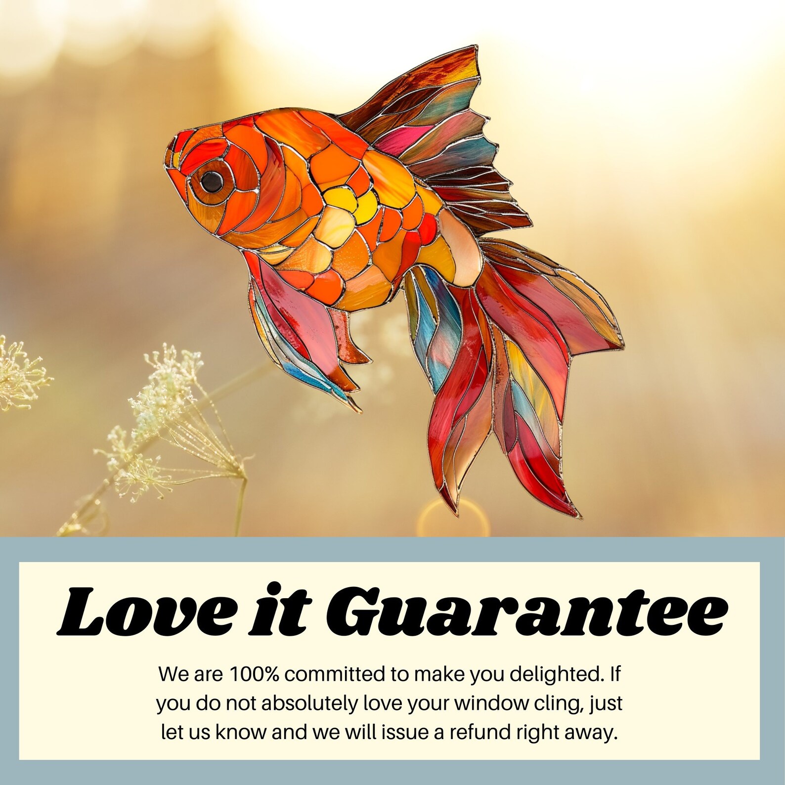 Goldfish Stained Glass Window Cling Window Sticker Decal No Adhesive ...