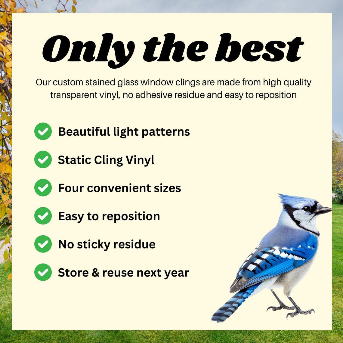 Blue Jay Window Cling Sticker Decal Window Film Gift for Bird Lovers ...