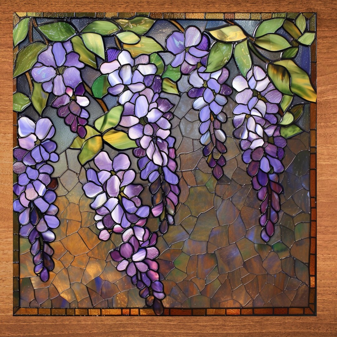 Wisteria Stained Glass Look Art on Glossy Ceramic Tile Tileful Artful ...