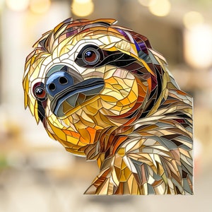 Sloth Stained Glass Window Cling Window Sticker Decal - No Adhesive ...