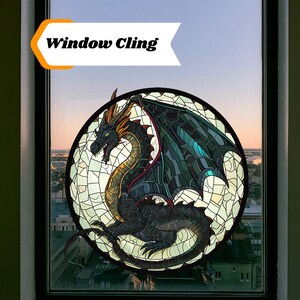 Dragon Stained Glass Window Cling Decal Sticker Window Film Dragoncore ...