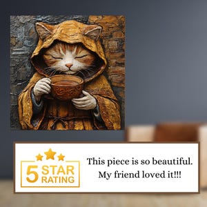 Peaceful Medieval Monk Cat Decorative Tile Ceramic Art Tile Wall Decor ...