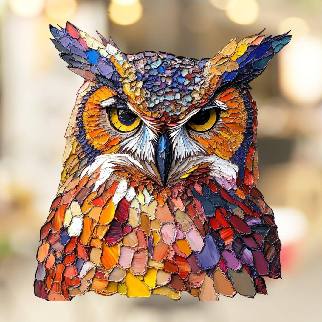 Great Horned Owl Window Cling Sticker Decal Window Film Gift for Bird ...