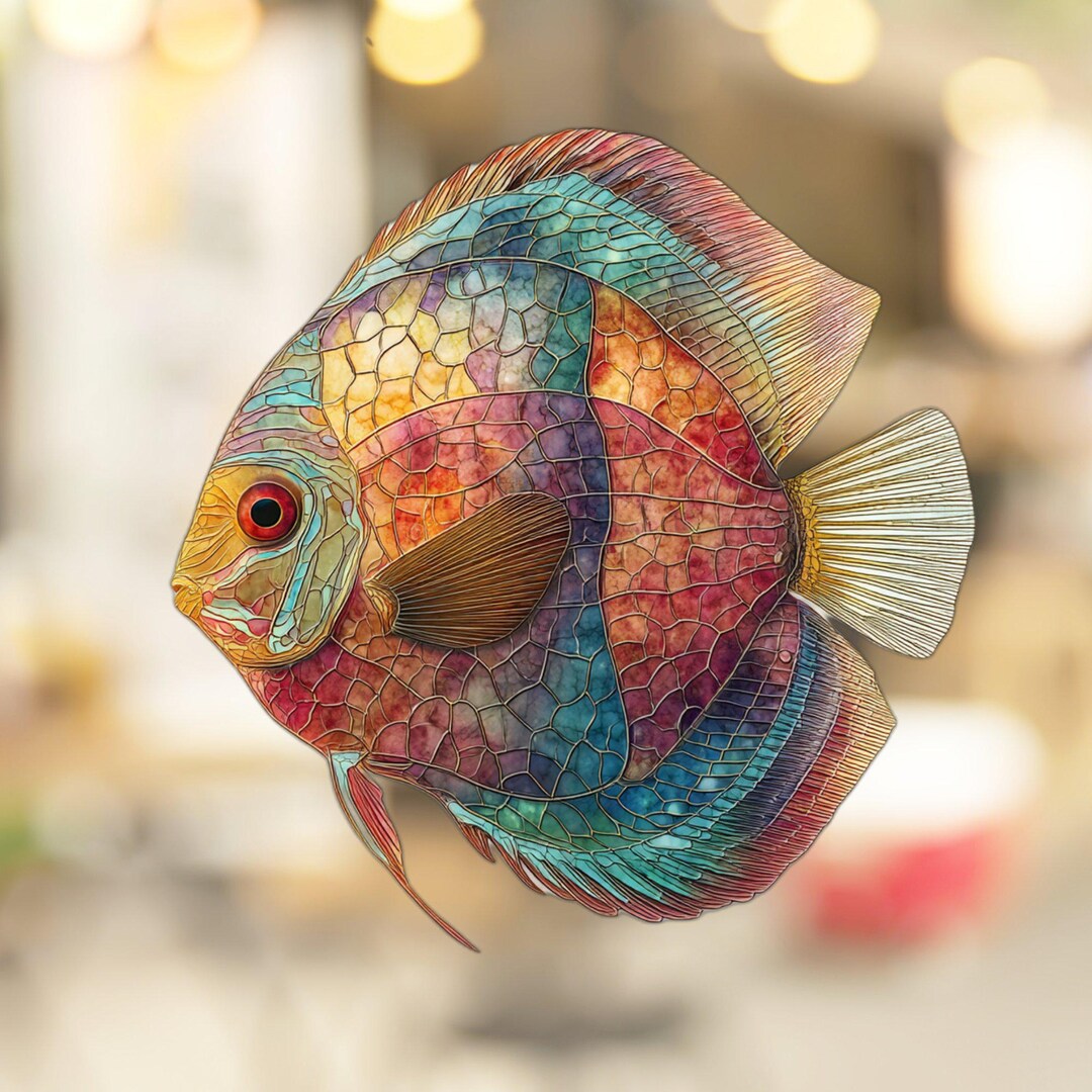 Discus Fish Window Cling Stained Glass Look Decal Sticker Window Film ...